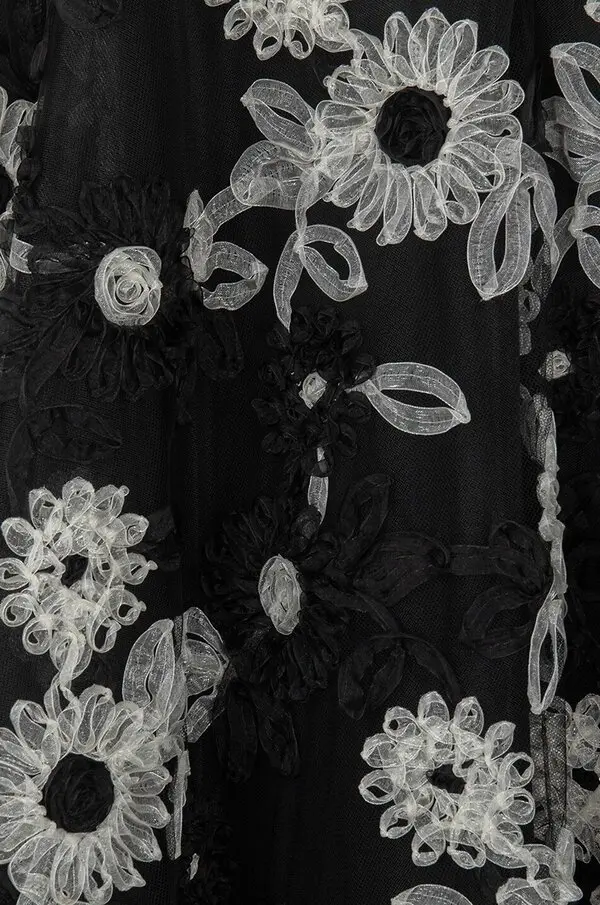 Giambattista Valli Floral Tulle Draped Midi Skirt