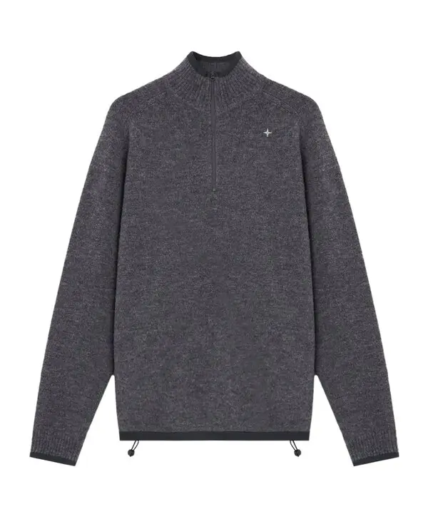 Stone Island Loose-fit Half-zip Jumper With Drawcord Hem