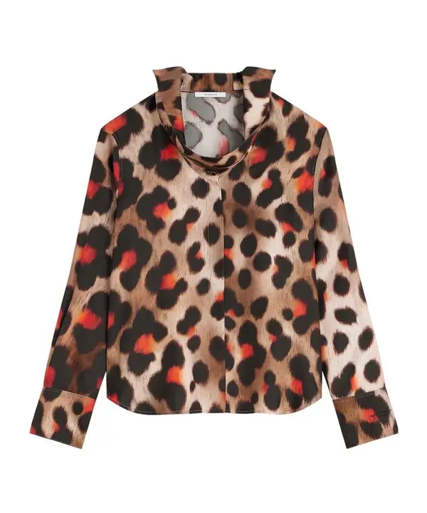 Givenchy Shirt In Leopard Print Silk With Deconstructed Collar
