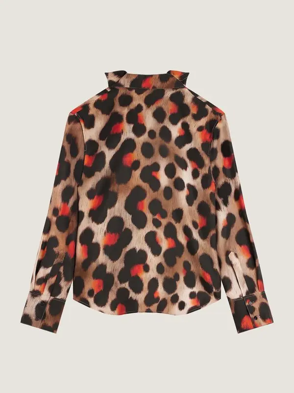 Givenchy Shirt In Leopard Print Silk With Deconstructed Collar