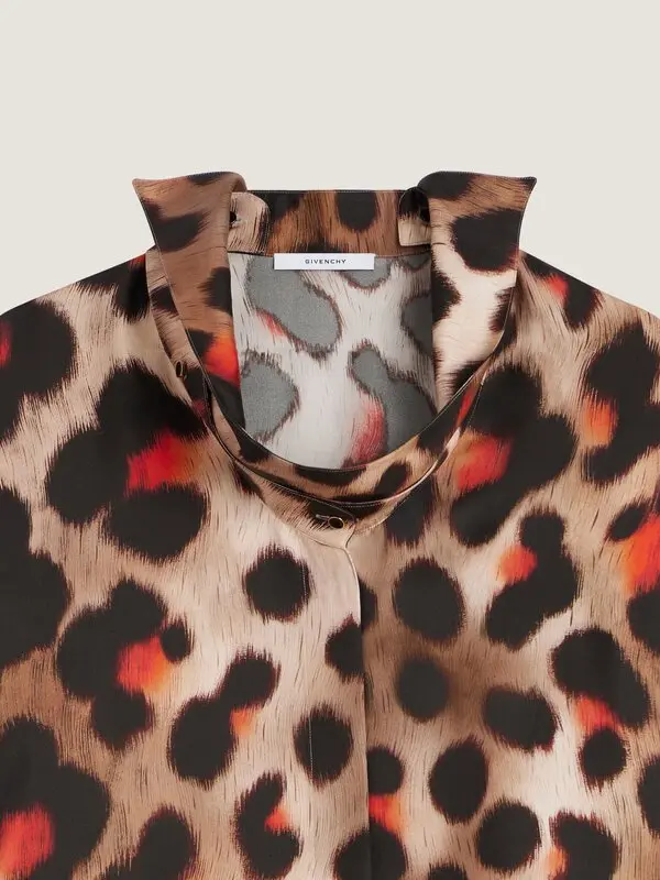Givenchy Shirt In Leopard Print Silk With Deconstructed Collar