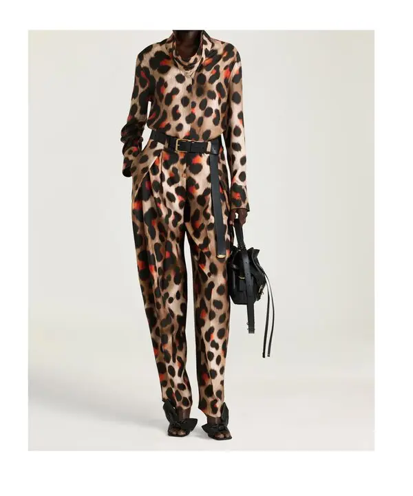 Givenchy Shirt In Leopard Print Silk With Deconstructed Collar