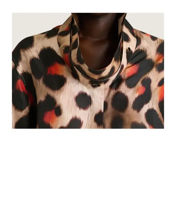 Givenchy Shirt In Leopard Print Silk With Deconstructed Collar