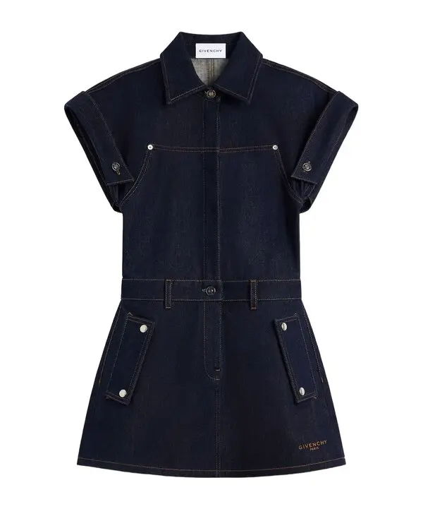 Givenchy Mini Dress In Raw Denim