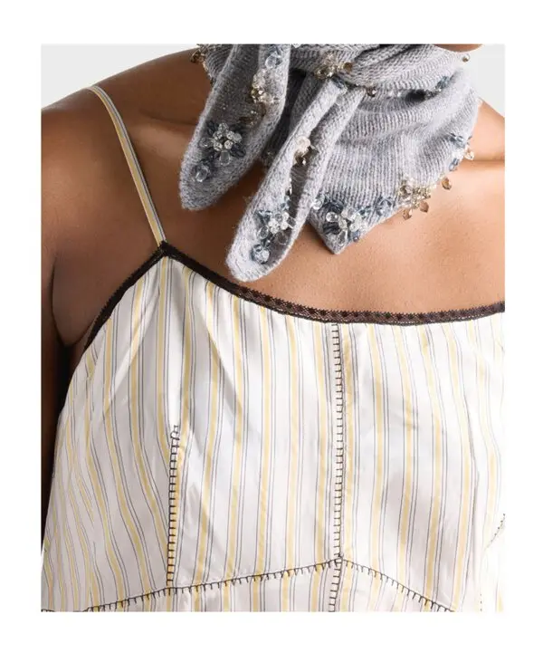 Prada Embroidered Cashmere Triangle Scarf