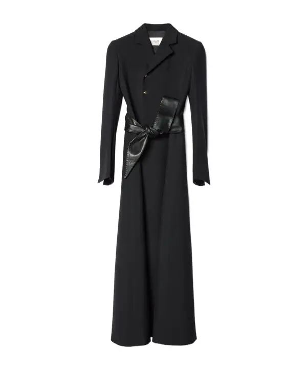 Celine Long Slim Db Coat In Wool