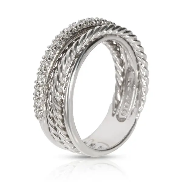 David Yurman Sterling Silver Diamond Crossover Ring