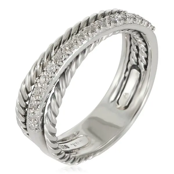 David Yurman Sterling Silver Diamond Crossover Ring