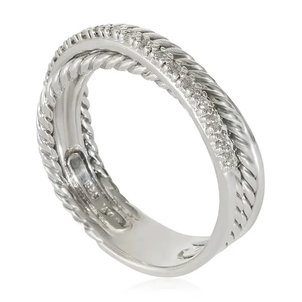 David Yurman Sterling Silver Diamond Crossover Ring