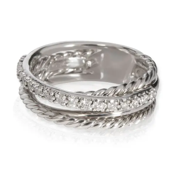 David Yurman Sterling Silver Diamond Crossover Ring - Sterling_silver