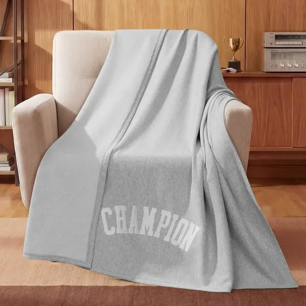 Champion Jersey With Fleece Backing Throw Blanket - Gray