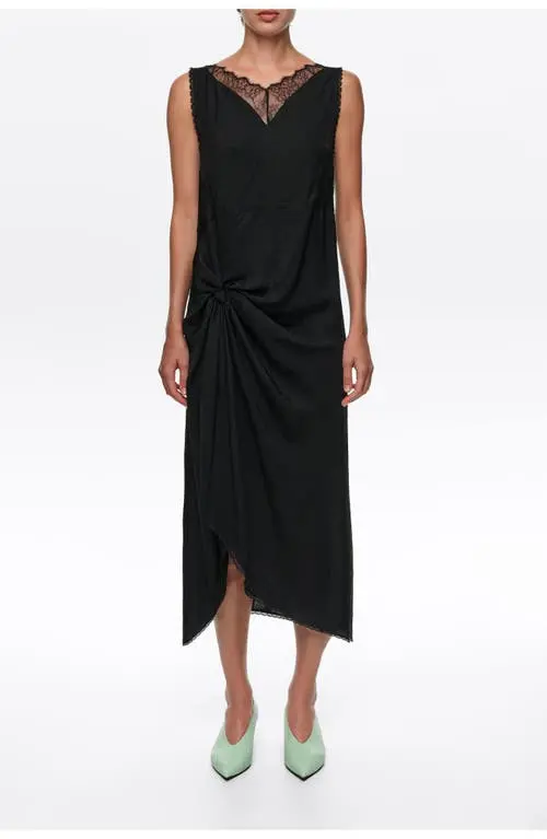 Bimba Y Lola Lace Knot Midi Dress - Black