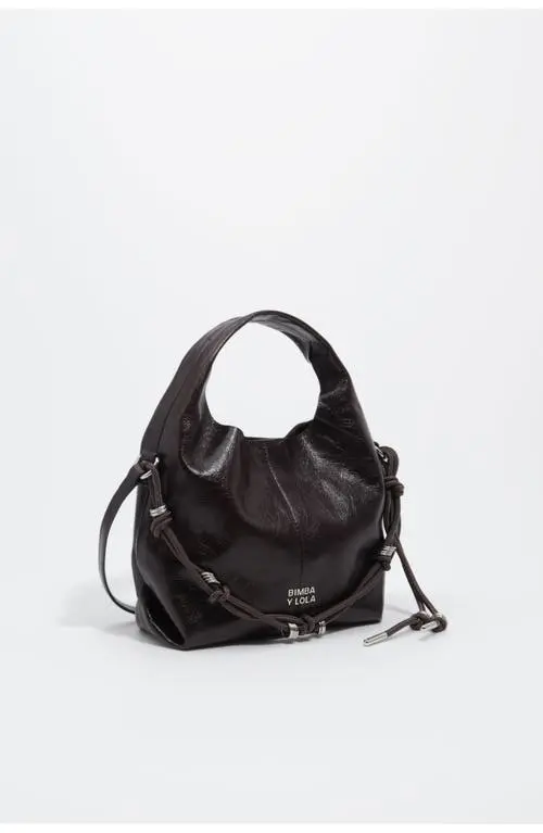 Bimba Y Lola Small Leather Fringed Crossbody Bag - Espresso