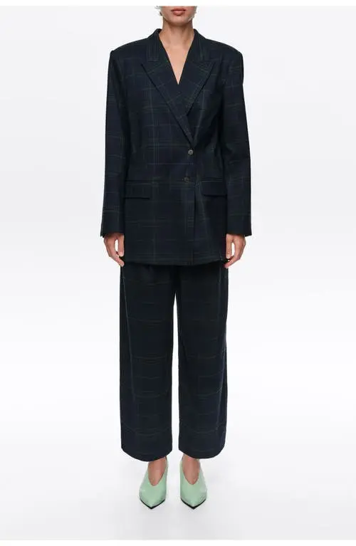 Bimba Y Lola Checked Barrel-leg Trousers - Navy