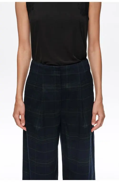 Bimba Y Lola Checked Barrel-leg Trousers - Navy