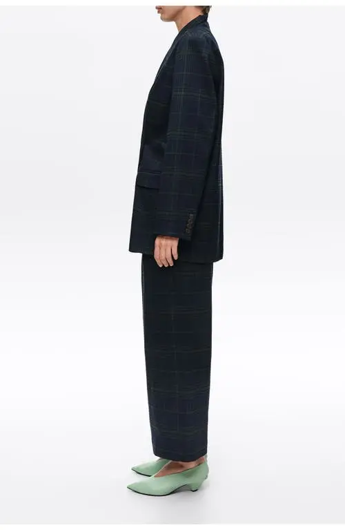 Bimba Y Lola Checked Barrel-leg Trousers - Navy