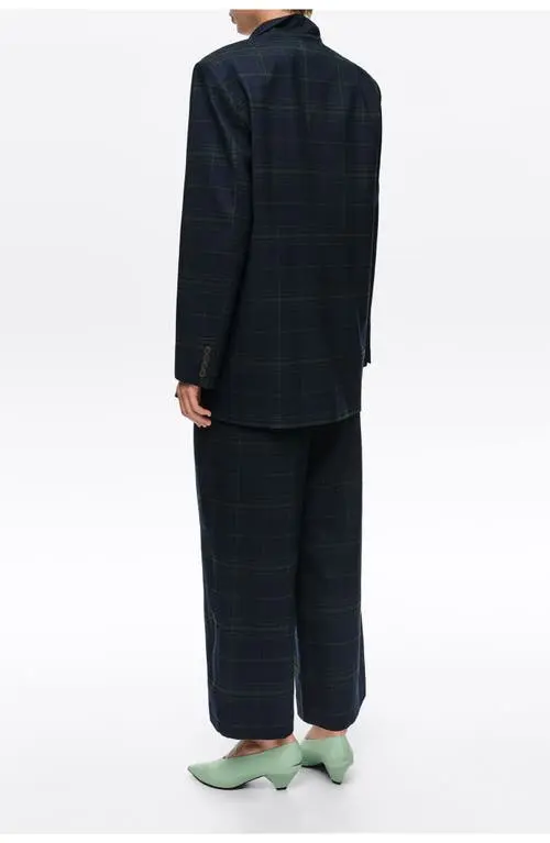 Bimba Y Lola Checked Barrel-leg Trousers - Navy