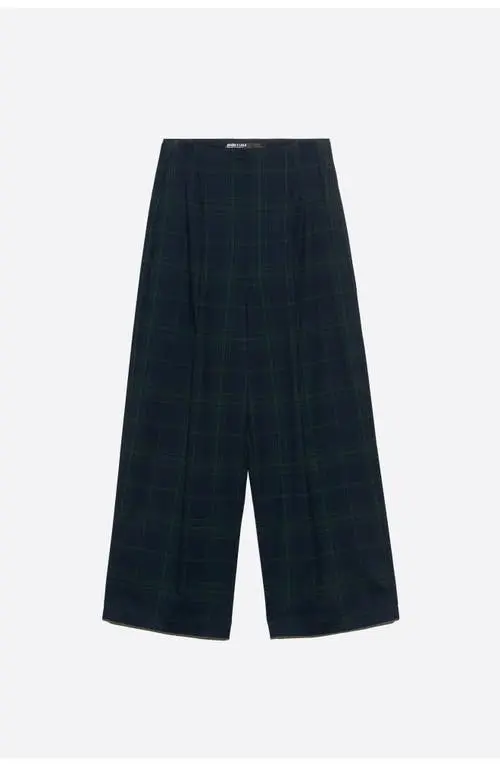 Bimba Y Lola Checked Barrel-leg Trousers - Navy