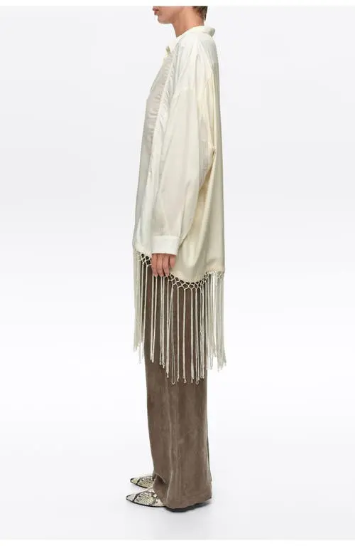 Bimba Y Lola Patchwork Fringed Oversized Shirt