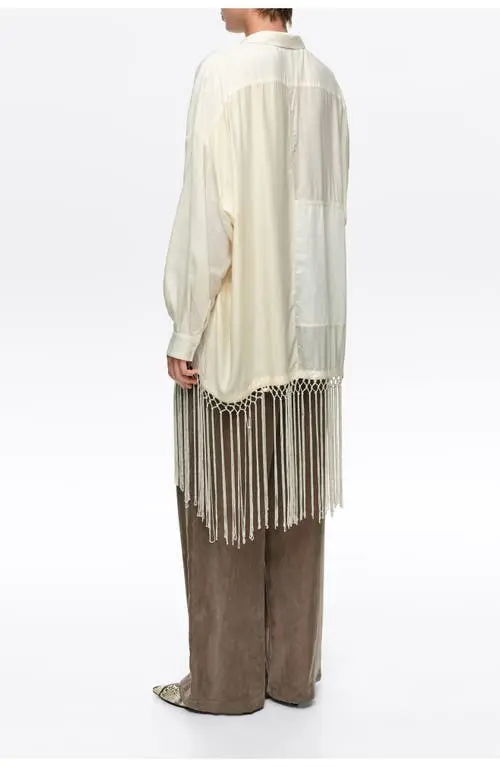 Bimba Y Lola Patchwork Fringed Oversized Shirt