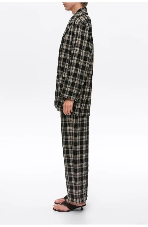Bimba Y Lola Checked Straight Tailored Wool Blazer