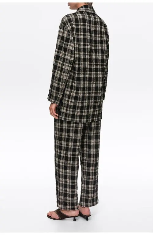 Bimba Y Lola Checked Straight Tailored Wool Blazer