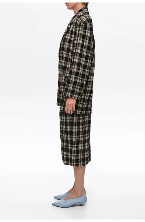 Bimba Y Lola Checked Straight Wool Midi Skirt