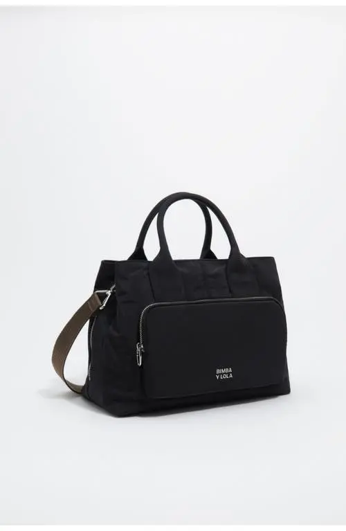 Bimba Y Lola Large Nylon Pocket Handbag - Black