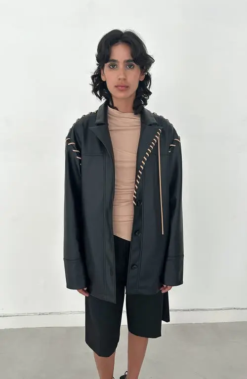 SAEMDI Milla Oversized Faux Leather Jacket