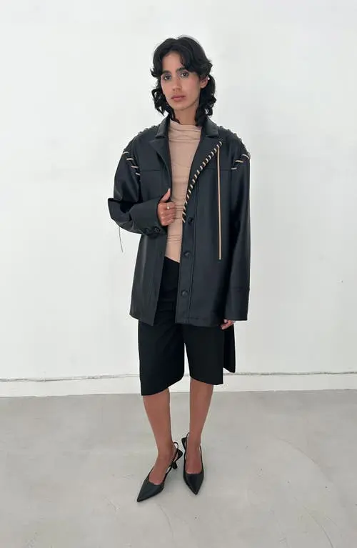 SAEMDI Milla Oversized Faux Leather Jacket
