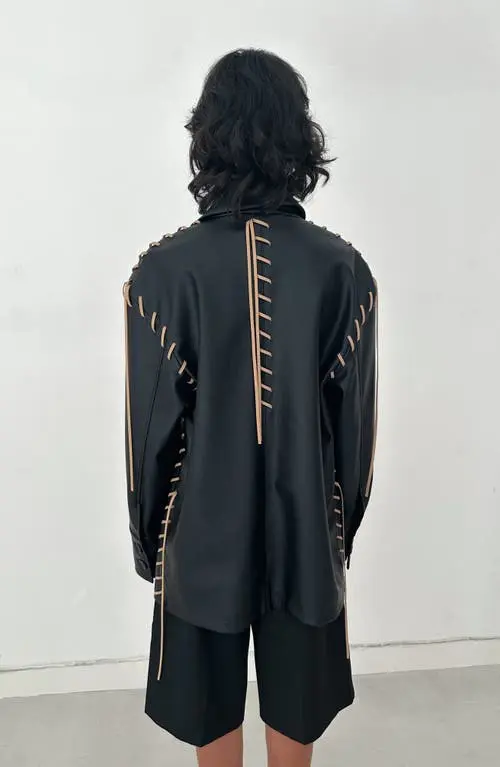SAEMDI Milla Oversized Faux Leather Jacket