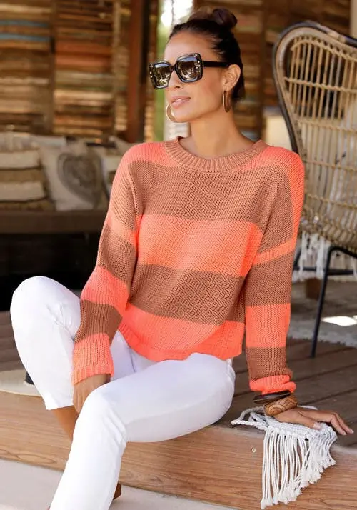 LASCANA Striped Long Sleeve Sweater