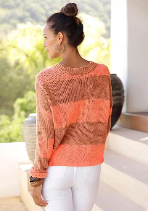 LASCANA Striped Long Sleeve Sweater