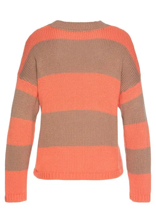 LASCANA Striped Long Sleeve Sweater