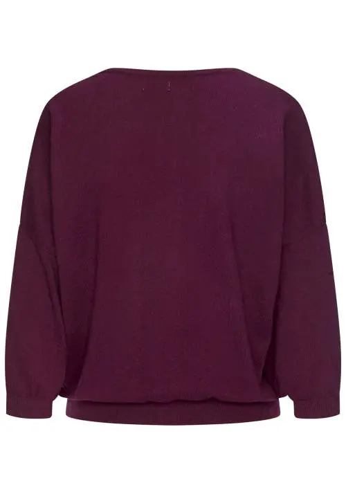 LASCANA Drop Shoulder V-neck Sweater - Wine