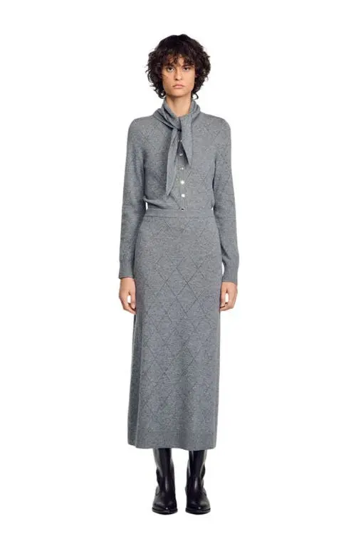 Sandro Pointelle Knit Maxi Skirt