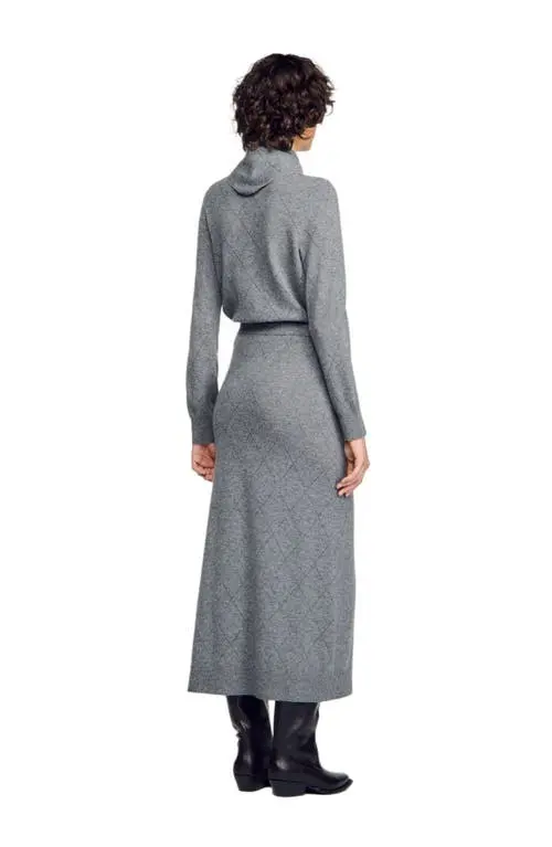 Sandro Pointelle Knit Maxi Skirt