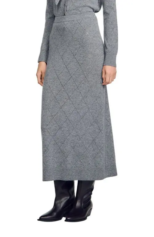 Sandro Pointelle Knit Maxi Skirt