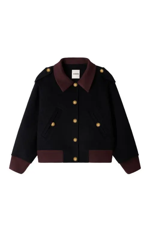 Sandro Short Coat With Contrast Collar