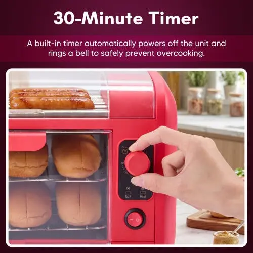 ELITE CUISINE 8-hot Dog Roller And Toaster Oven