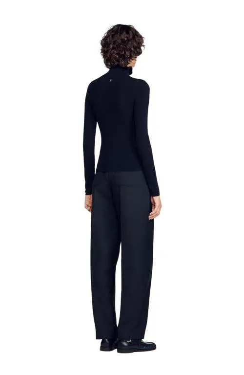 Sandro Ruffled Roll-neck Wool Sweater