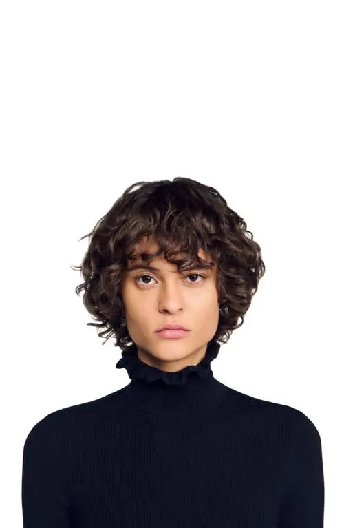 Sandro Ruffled Roll-neck Wool Sweater