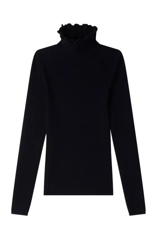 Sandro Ruffled Roll-neck Wool Sweater