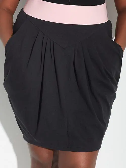 SEE ROSE GO Coolrose Luxe Knit Pleated Skirt Plus Size - Black