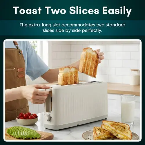 ELITE CUISINE 2-slice Slimtoast Cremello