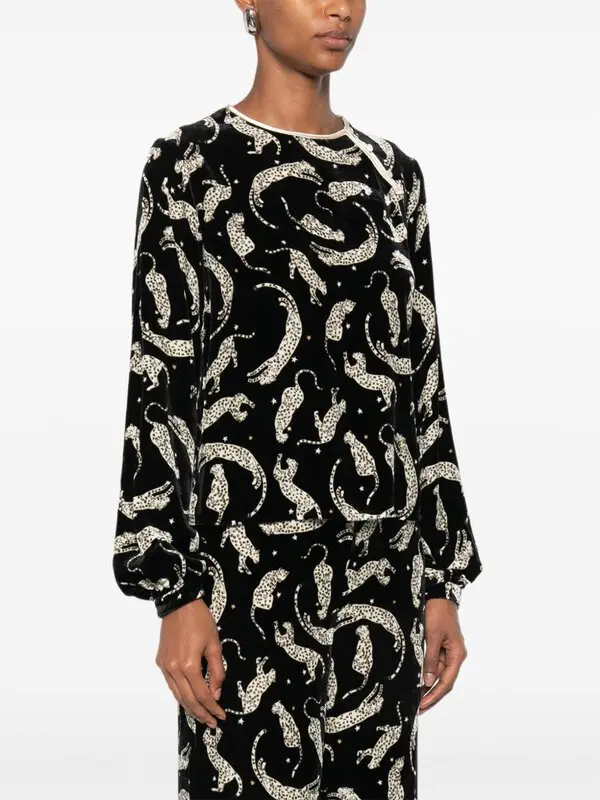 FORTE_FORTE Printed Velvet Blouse