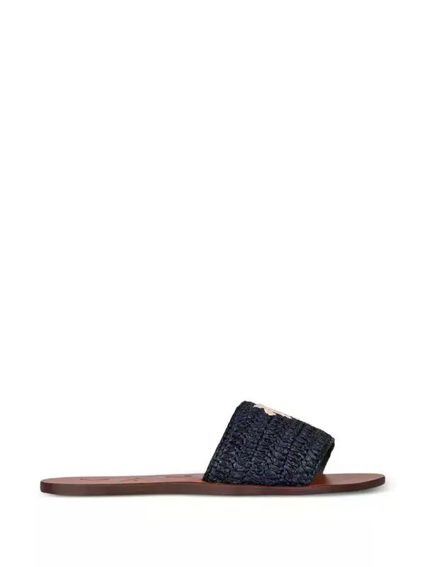 Manebí Palm-tree-patch Woven Sandals - Blue