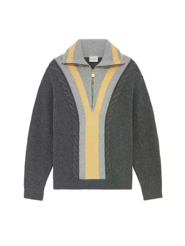 Drole De Monsieur Cable-knit Half-zip Sweater