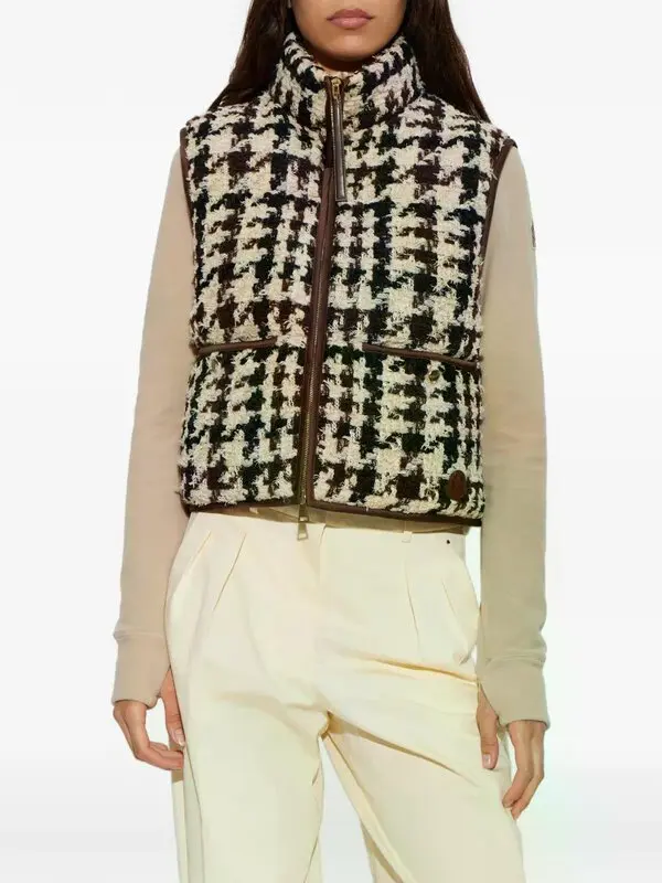 Moncler Emotionnalite Houndstooth Gilet - Neutrals