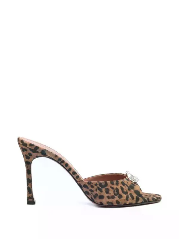 Amina Muaddi Mini Camelia Crystal-embellished Leopard-print Sandals